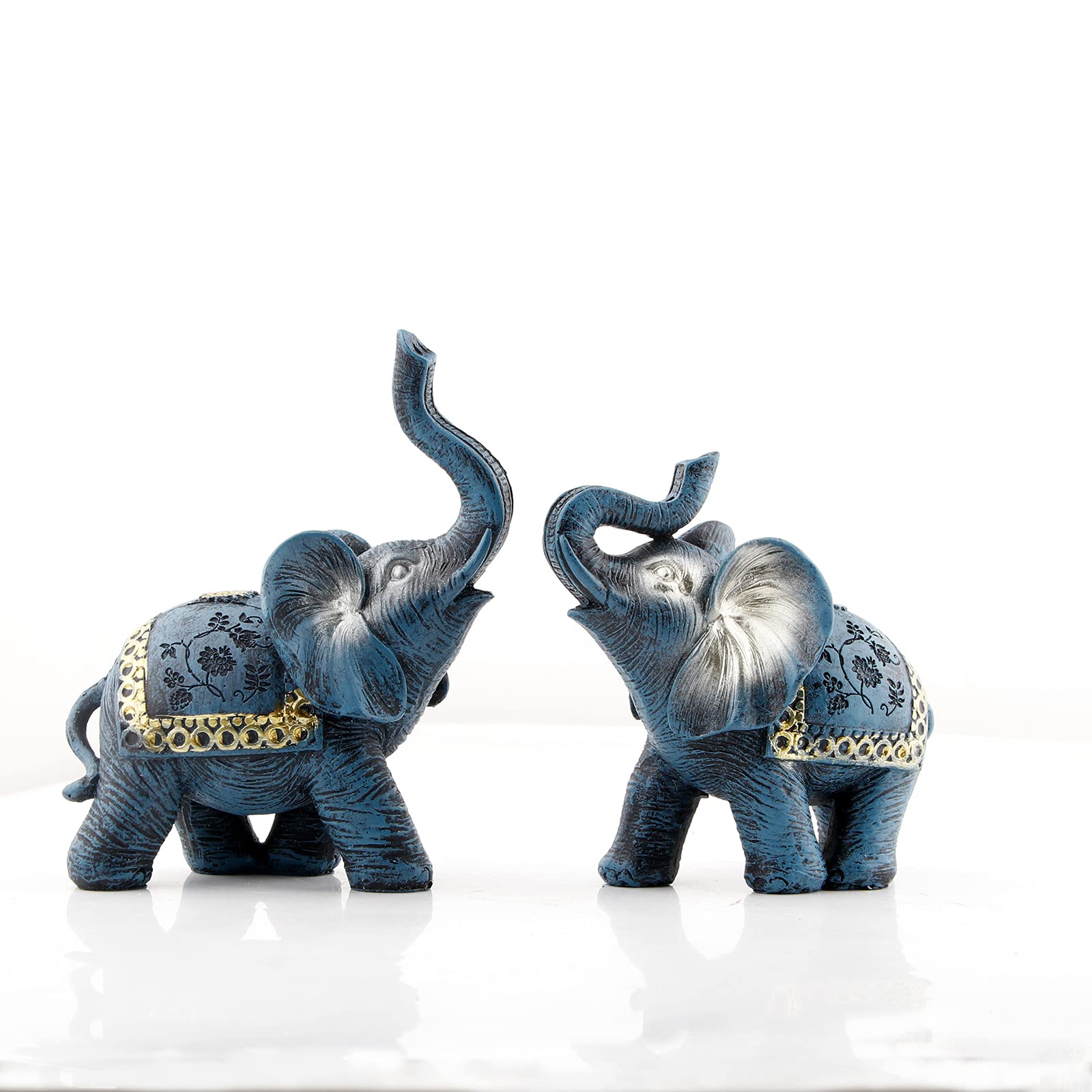 Wisifayardin Blue Thai Couple Elephants Figurines Statues Elephant with ...