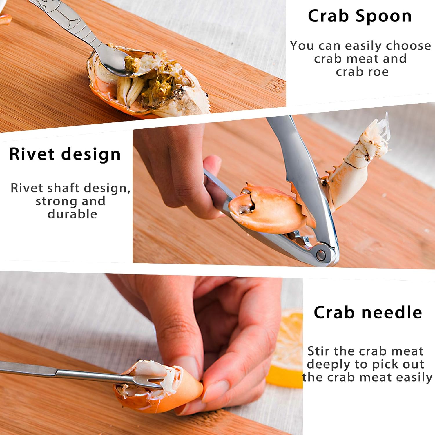 Crab Cracker Seafood Opener Tool Kit, Crustacean Set with Storage Box ...