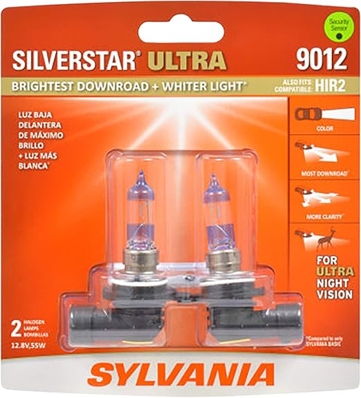 SYLVANIA 9012 SilverStar Ultra Halogen Headlight Bulb, (Contains 2 ...