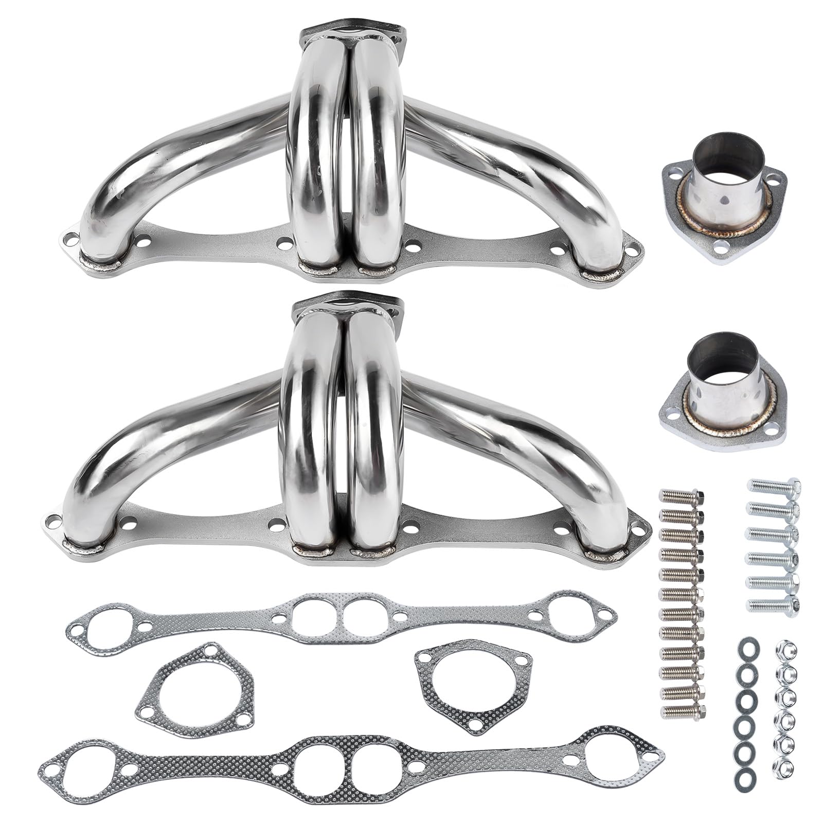 NEWZQ Stainless Hugger Headers Replacement for Chevy Small Block V8 262 ...