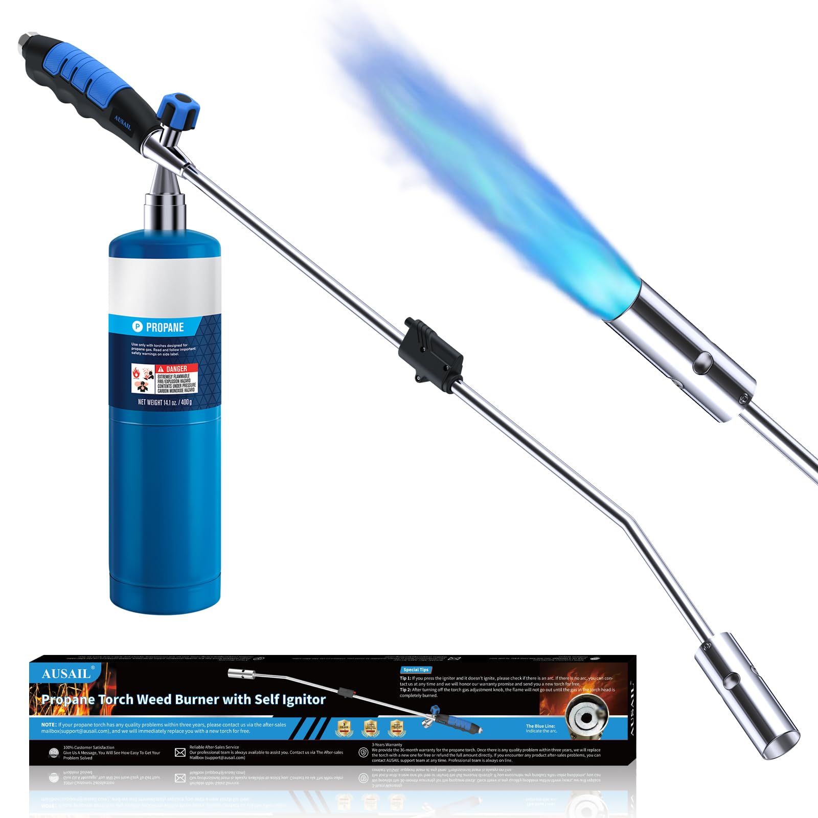 Torch Propane Burner, 120,000 BTU Blow Torch Weed Burner, Flamethrower ...