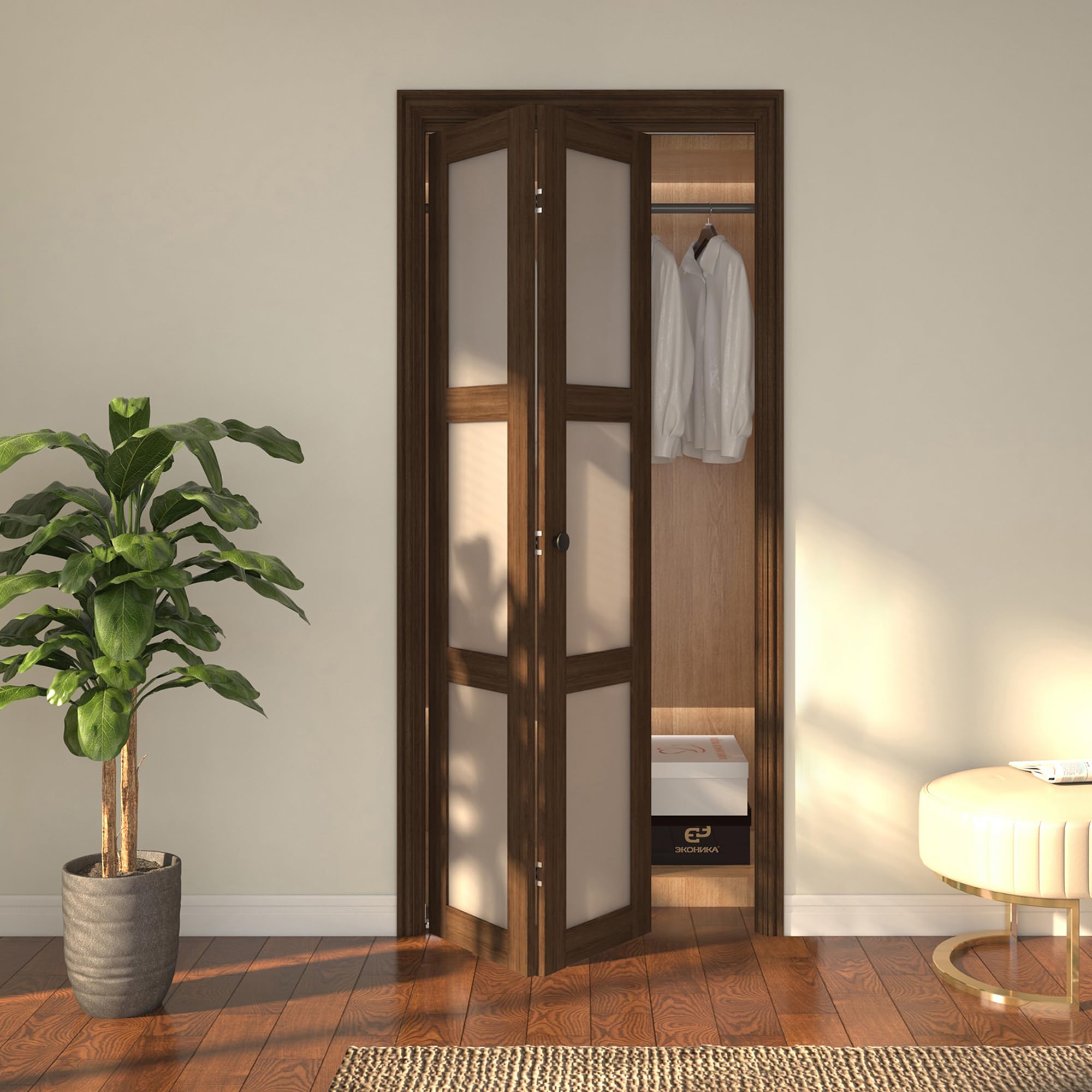 JUBEST Bifold Closet Door, Bi fold Interior Doors with Hardware Include ...