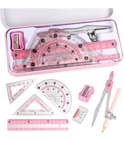 Pink Math Compass 7919 Math Compass Compass Ruler Set Student Geometry