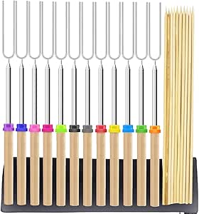 Amazon.com : Amestar 12 Pack Marshmallow Roasting Sticks Telescoping Rotating Smores Skewers Hot ...