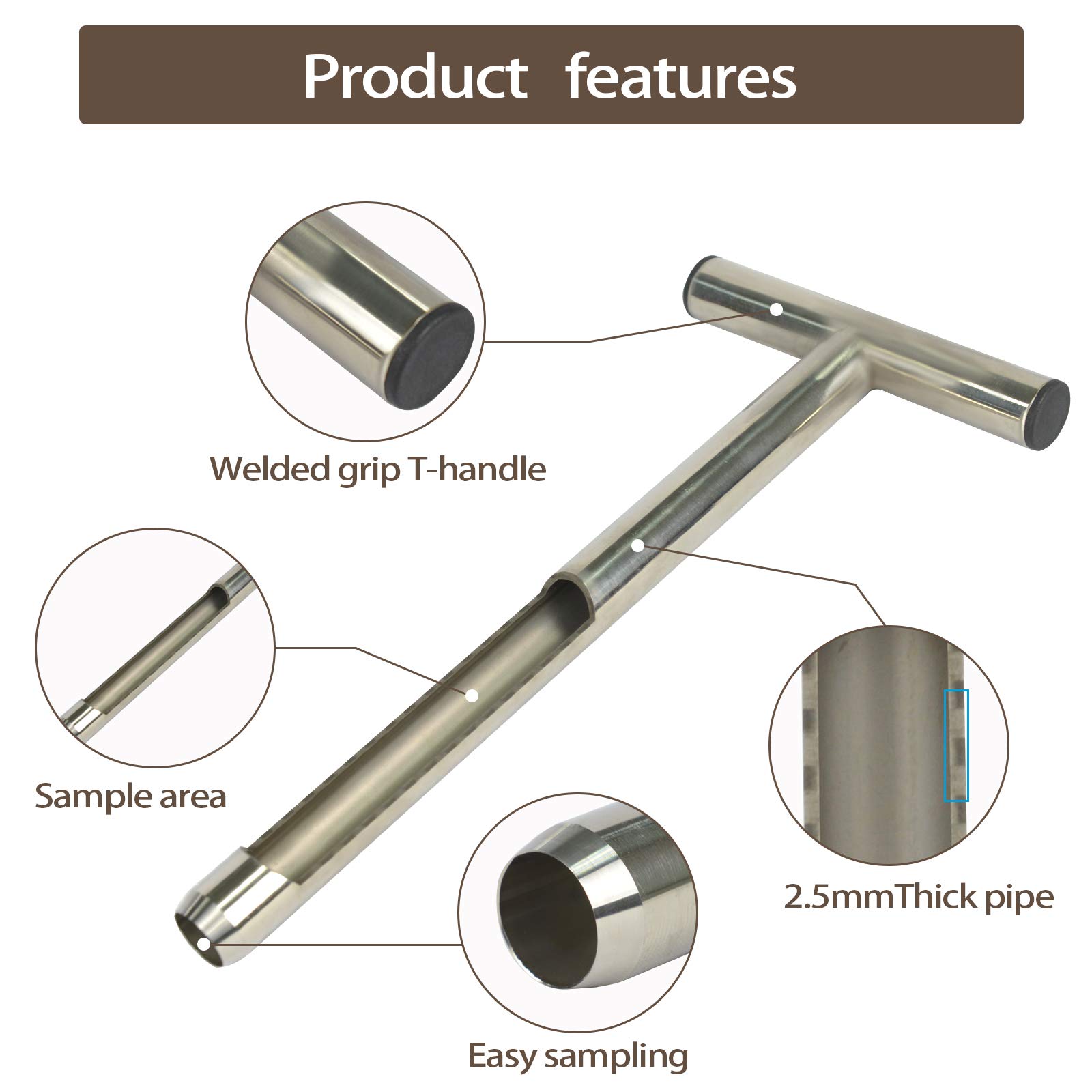 Mua HiHydro Soil Sampler Probe 12 Inch Stainless Steel with 2 Pcs ...