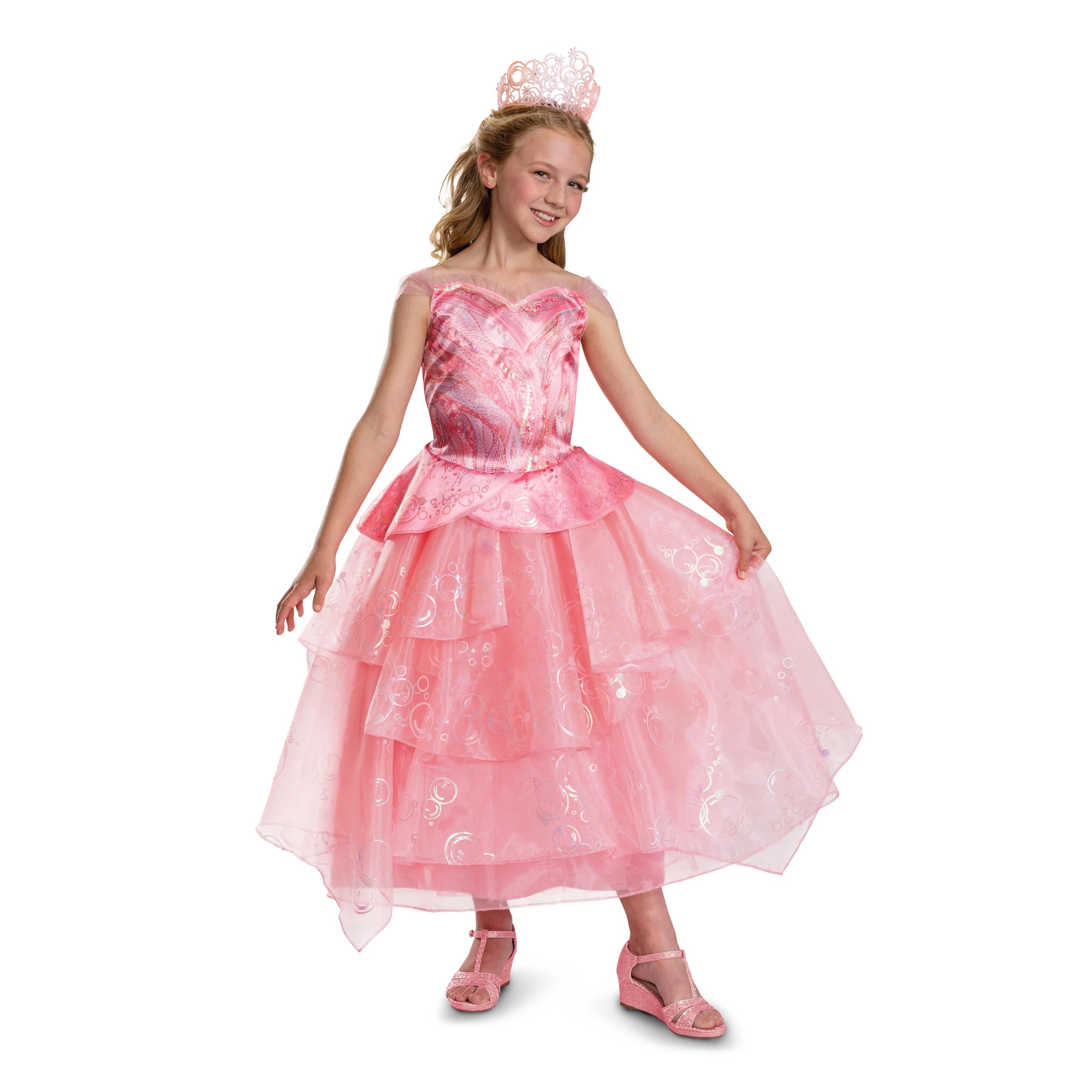 Wicked Glinda Costume for Girls, Deluxe Official Wicked Pink Glinda ...