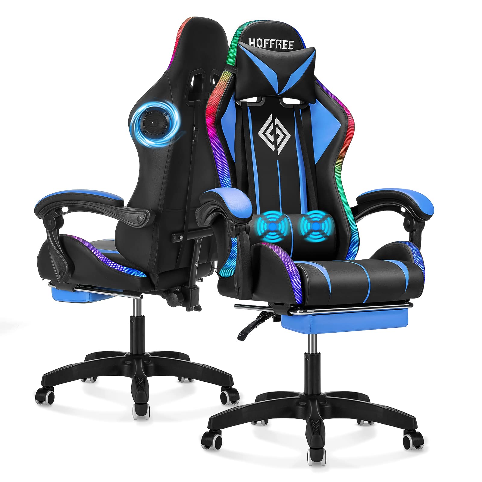 Mua Gaming Chair with Bluetooth Speakers and RGB LED Lights Ergonomic ...