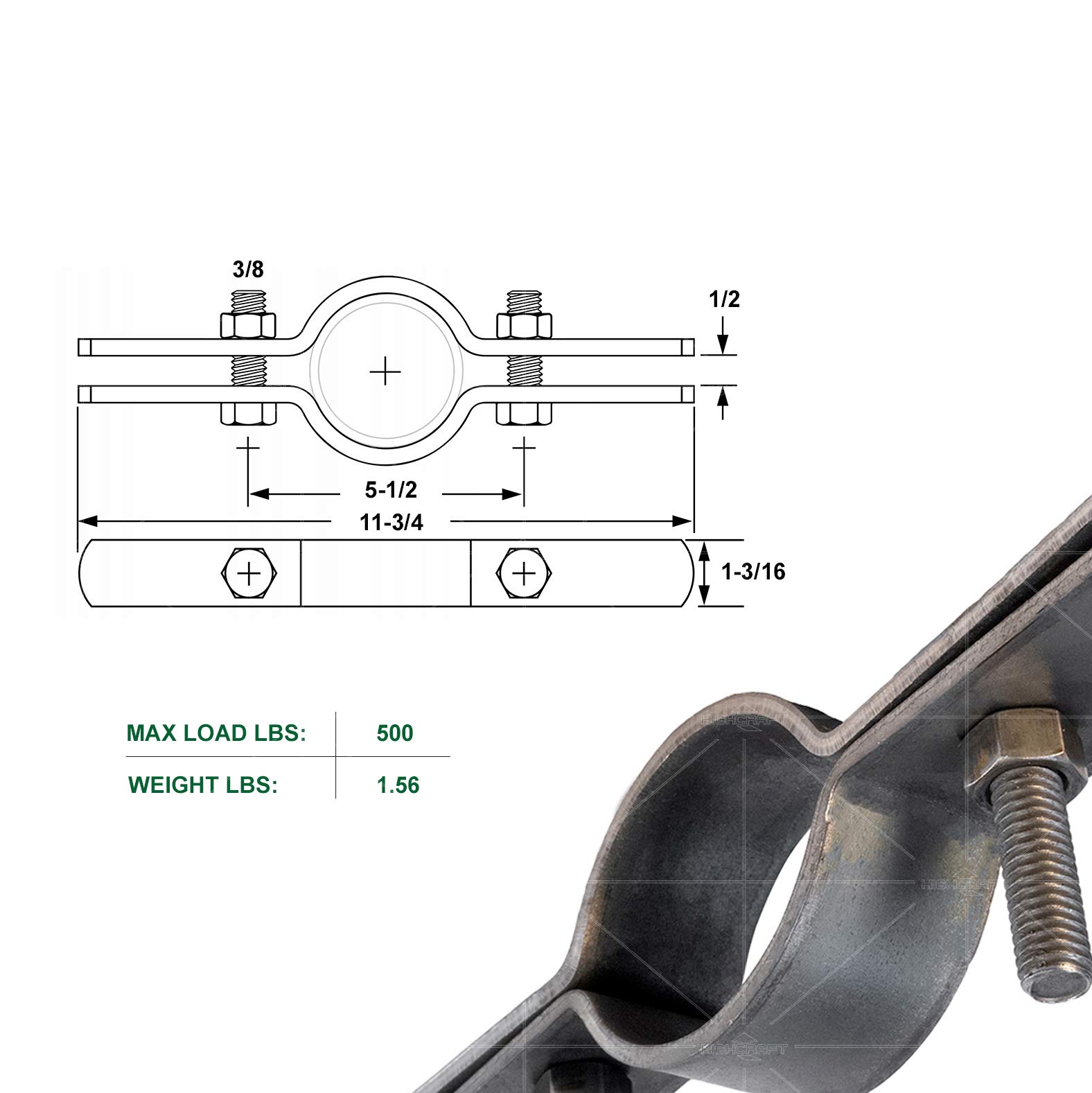 Highcraft DMST-QM03 Riser Clamp Vertical Pipe Hanger For Copper, Iron ...