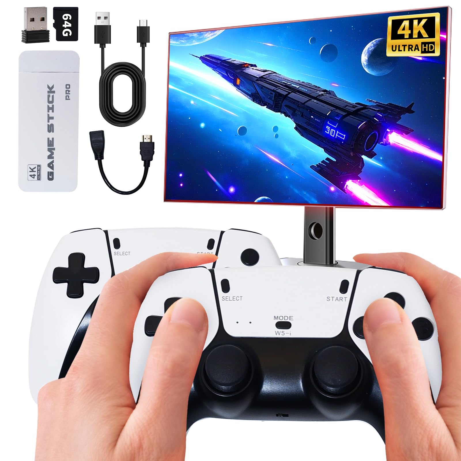 Wireless Retro Game Console Stick 4K?Retro Game Stick with Built-in 20+ Emulators, 20,000+ Games ...
