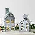 Amazon.com: Farmhouse Galvanized Tin Houses with Lights - Set of 2 ...