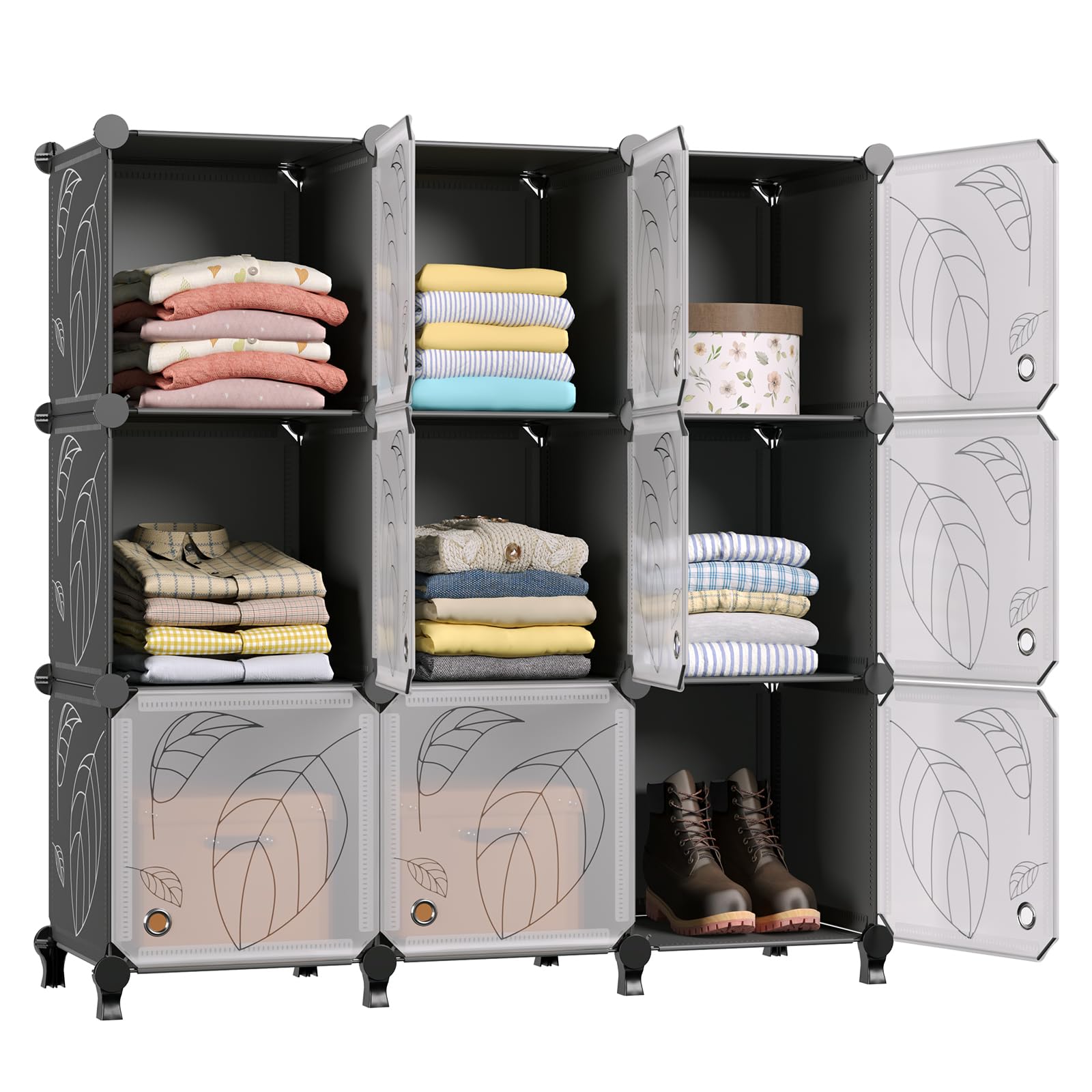 GREENSTELL Closet Organizer, 9 Cube Storage Organizer with Doors ...
