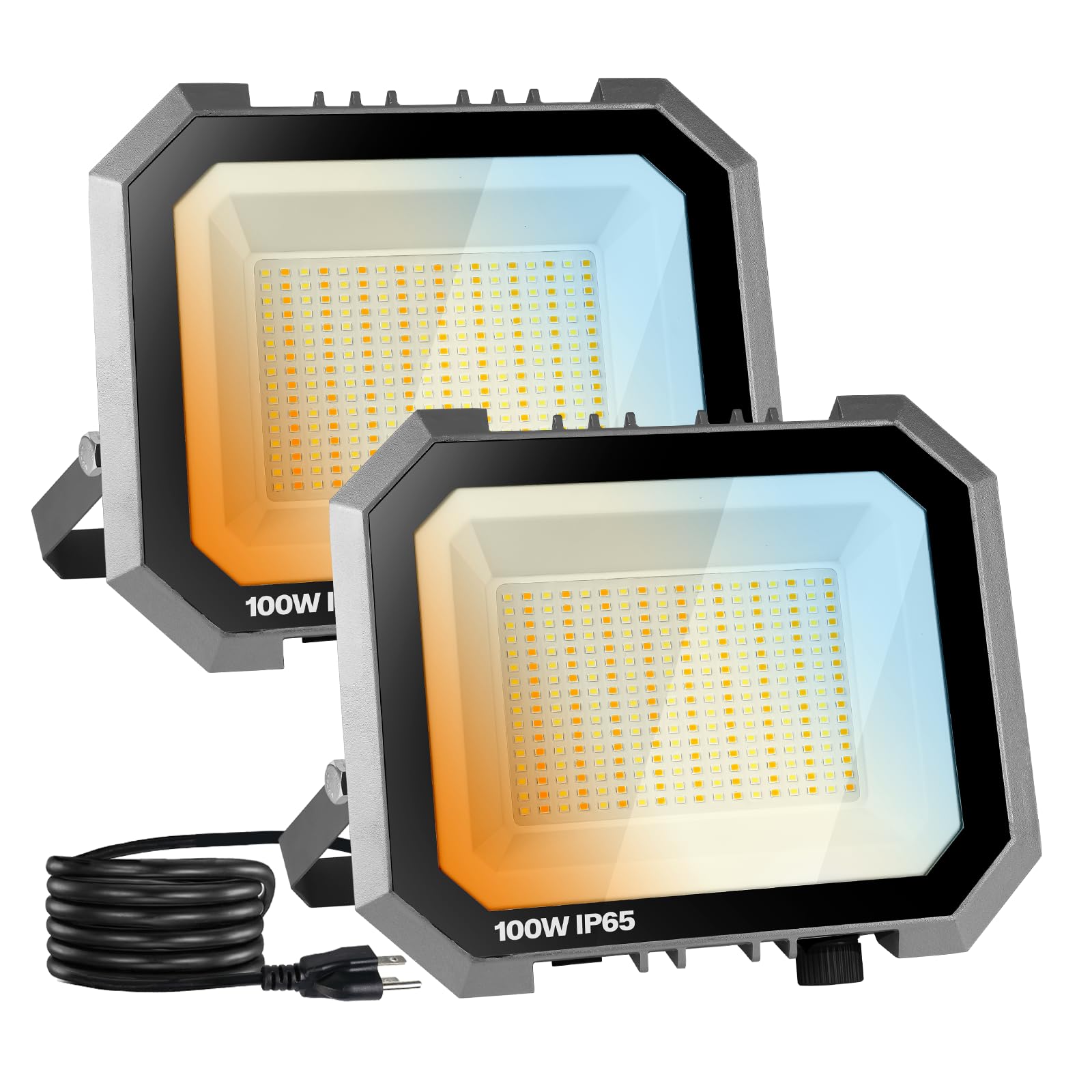 Leddictive 2 Pack LED Flood Lights Outdoor, 3CCT 3000/4000/6000K ...