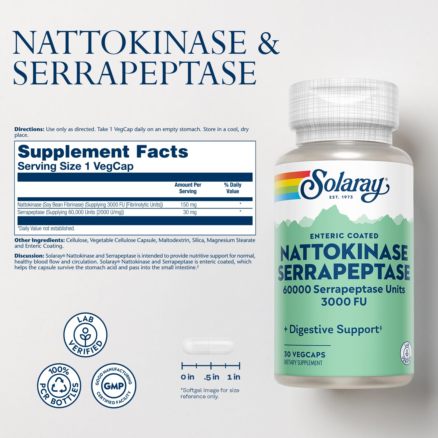 Mua SOLARAY Nattokinase Serrapeptase Supplement - Enteric Coated - 3000 ...