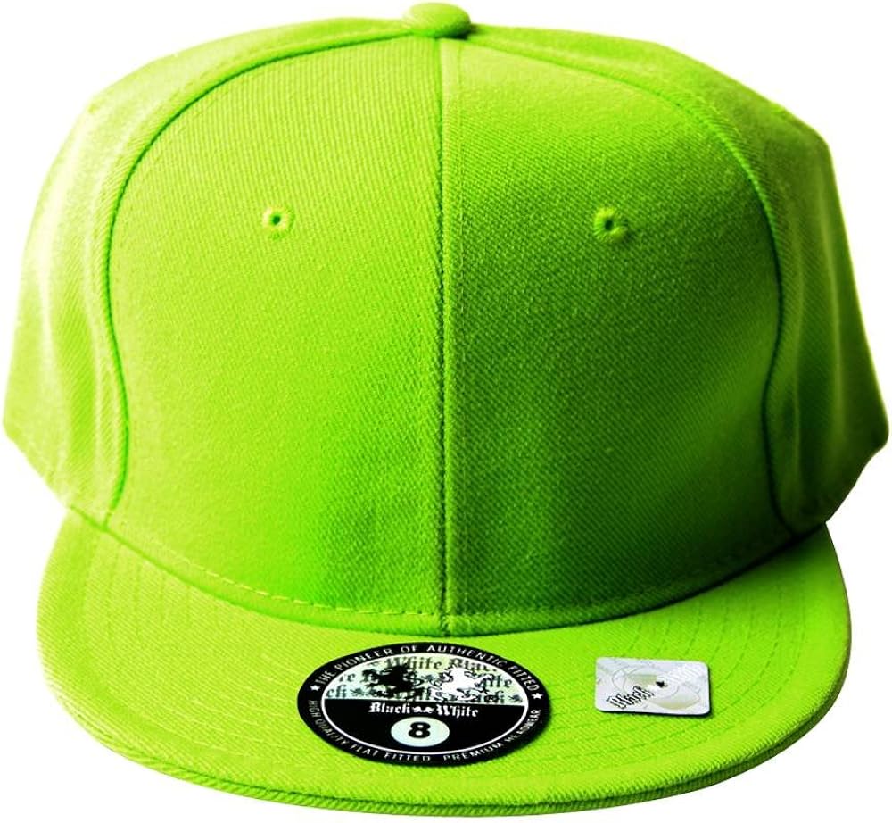 Black and White Fitted Acrylic Plain Style Lime Green Hat at Amazon Men ...
