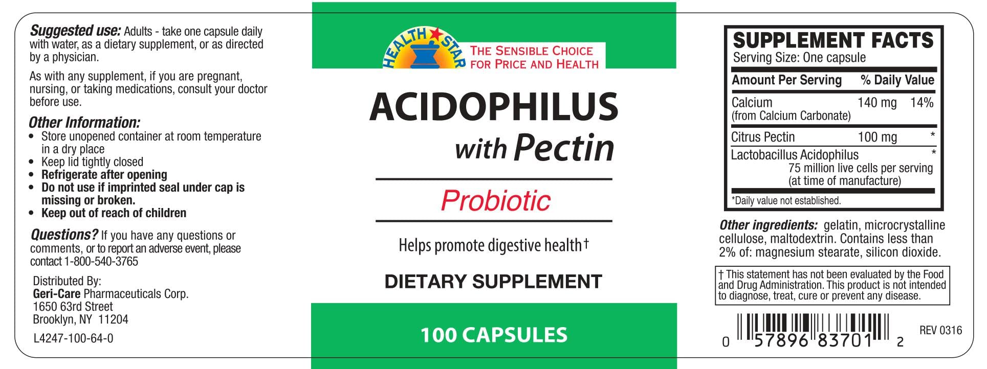 Mua GeriCare Acidophilus with Pectin Probiotic Capsules, Optimizes ...
