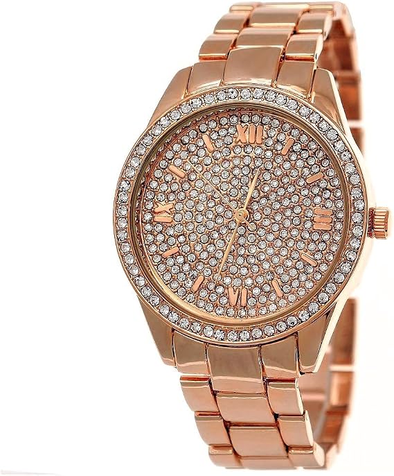 Elegante Ny London Damen-Uhr Strass Analog Quarz Armband-Uhr in Rose ...