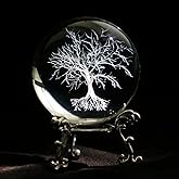 Amazon.com: 60mm Tree of Life Crystal Ball with Stand 3D Laser Engraved ...