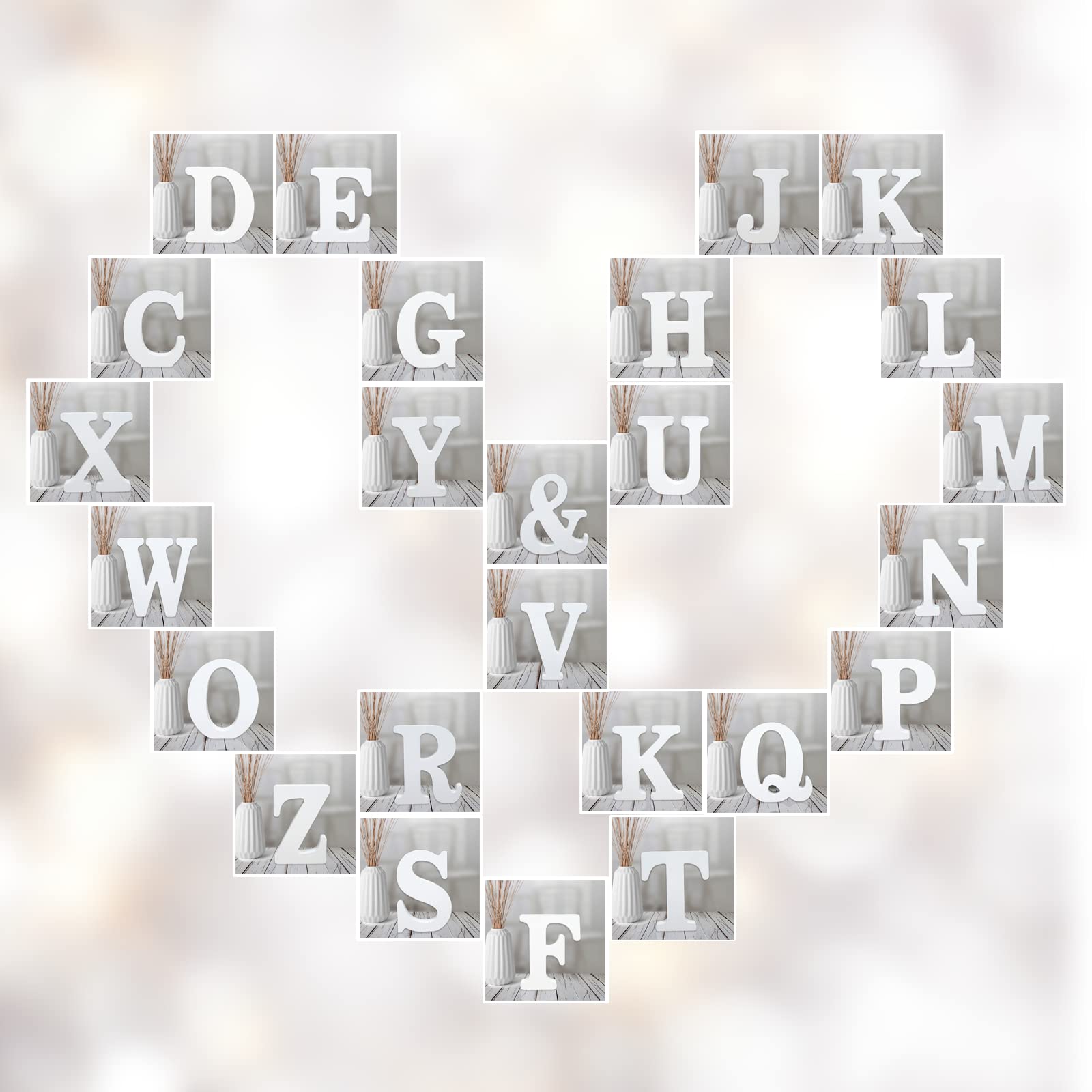 AOCEAN 4 Inch White Wood Letters Unfinished Wood Letters For Wall Decor ...