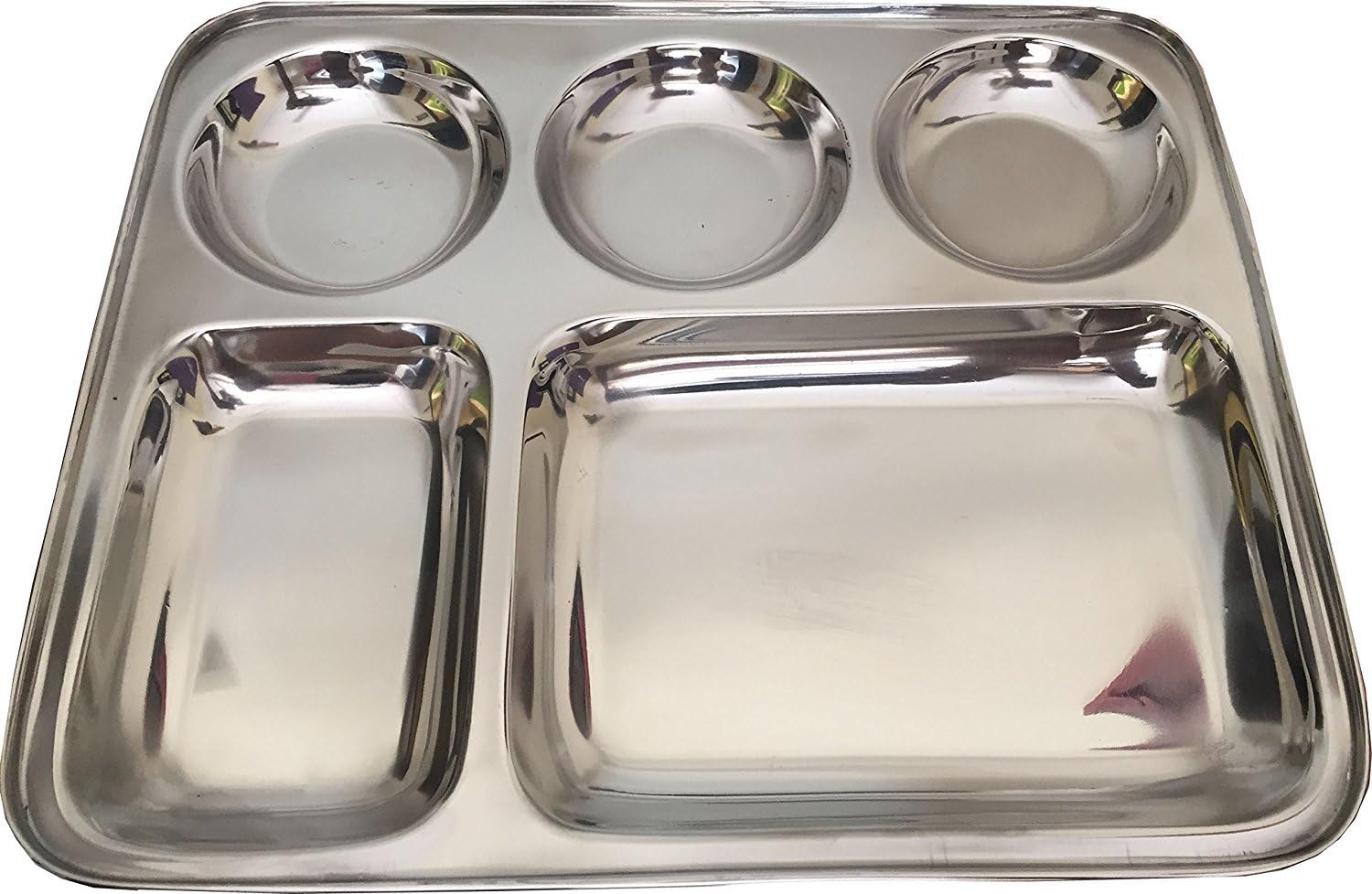 Amazon.com | Shradha Trading Stainless Steel Rectangular Thali, Steel ...
