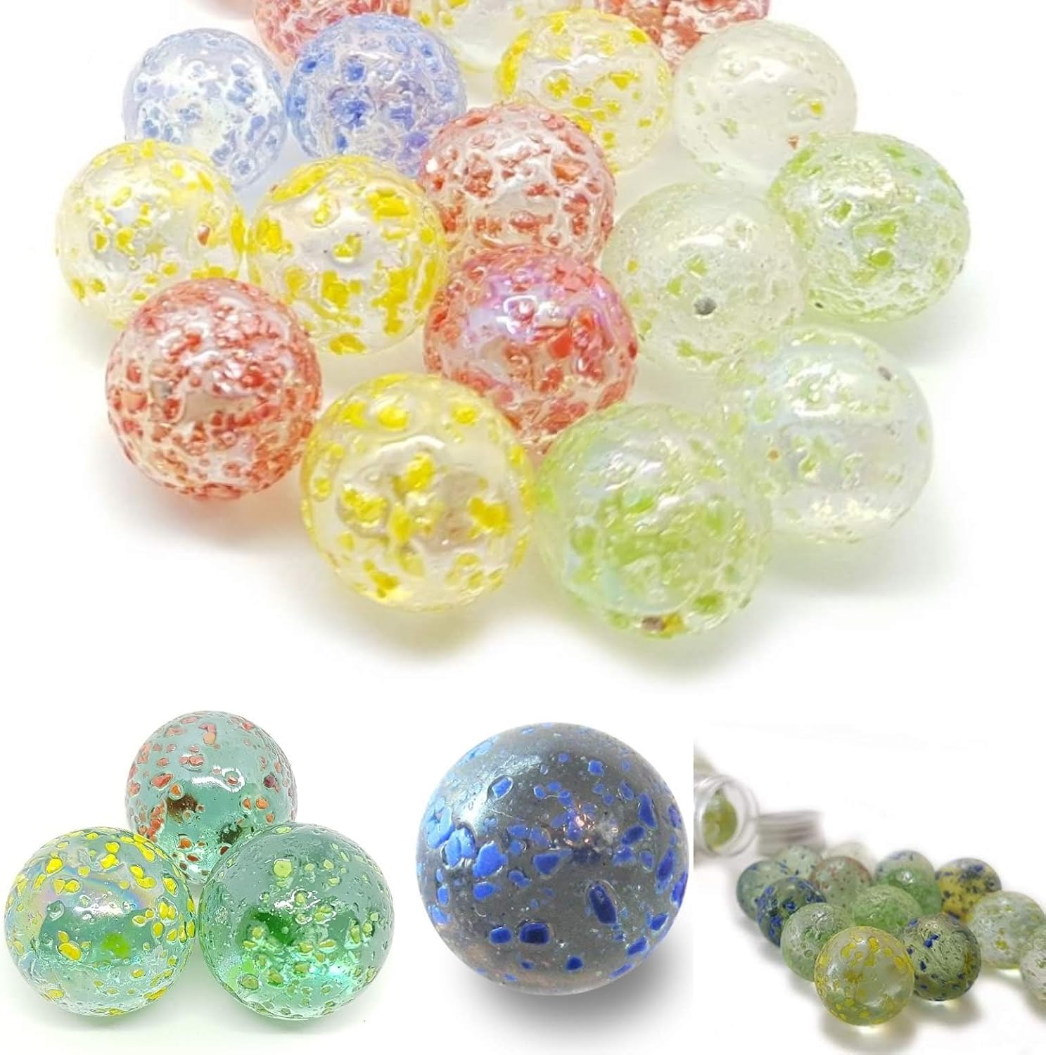 MyGlassMarbles – 10 Marbles Nugget Color – 9 GlassMarbles and 1 Shooter ...