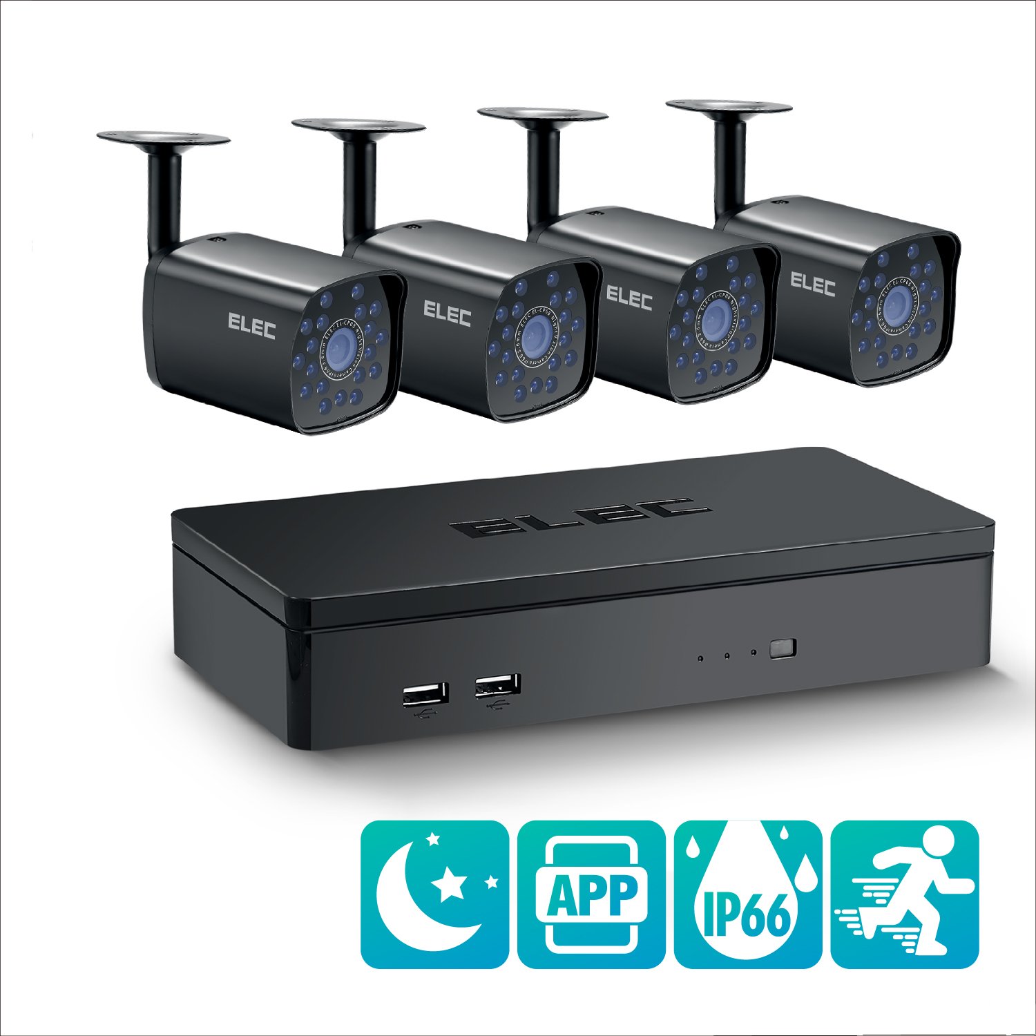 Bingua.com - ELEC 4CH DVR 960H Video Security System 4PCS 1500TVL ...
