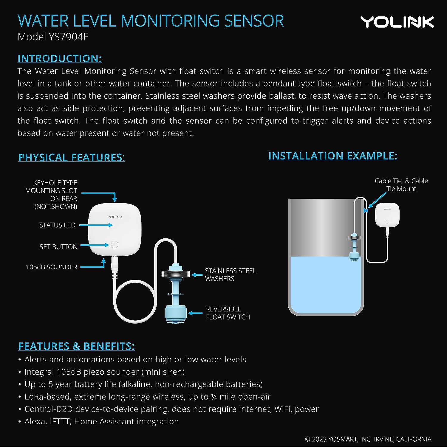 Mua YoLink LoRa Smart Water Level Monitoring Sensor, Wireless Battery ...