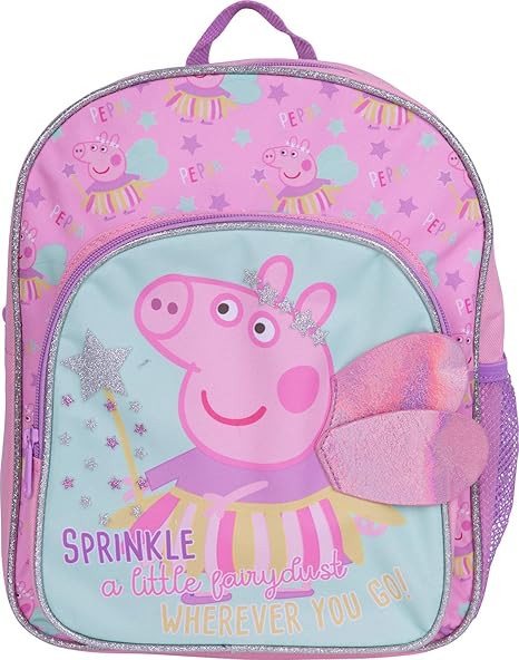 Peppa Pig Kids Backpack, Girls Peppa Pig 3D Wings School Backpack With ...