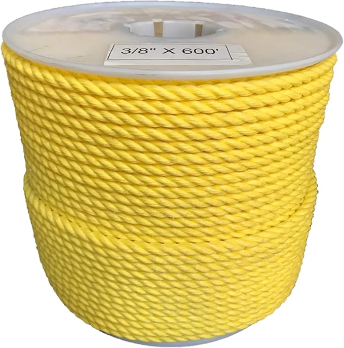 3/8" x 600' Yellow Poly Rope 3/8 x 600 Polypropylene 3 strand twisted ...