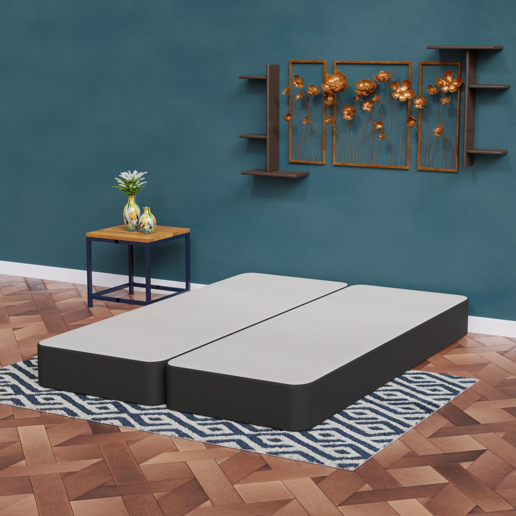 Nutan, 4-Inch Sturdy Split Box Spring for Mattress Support-Durable and ...