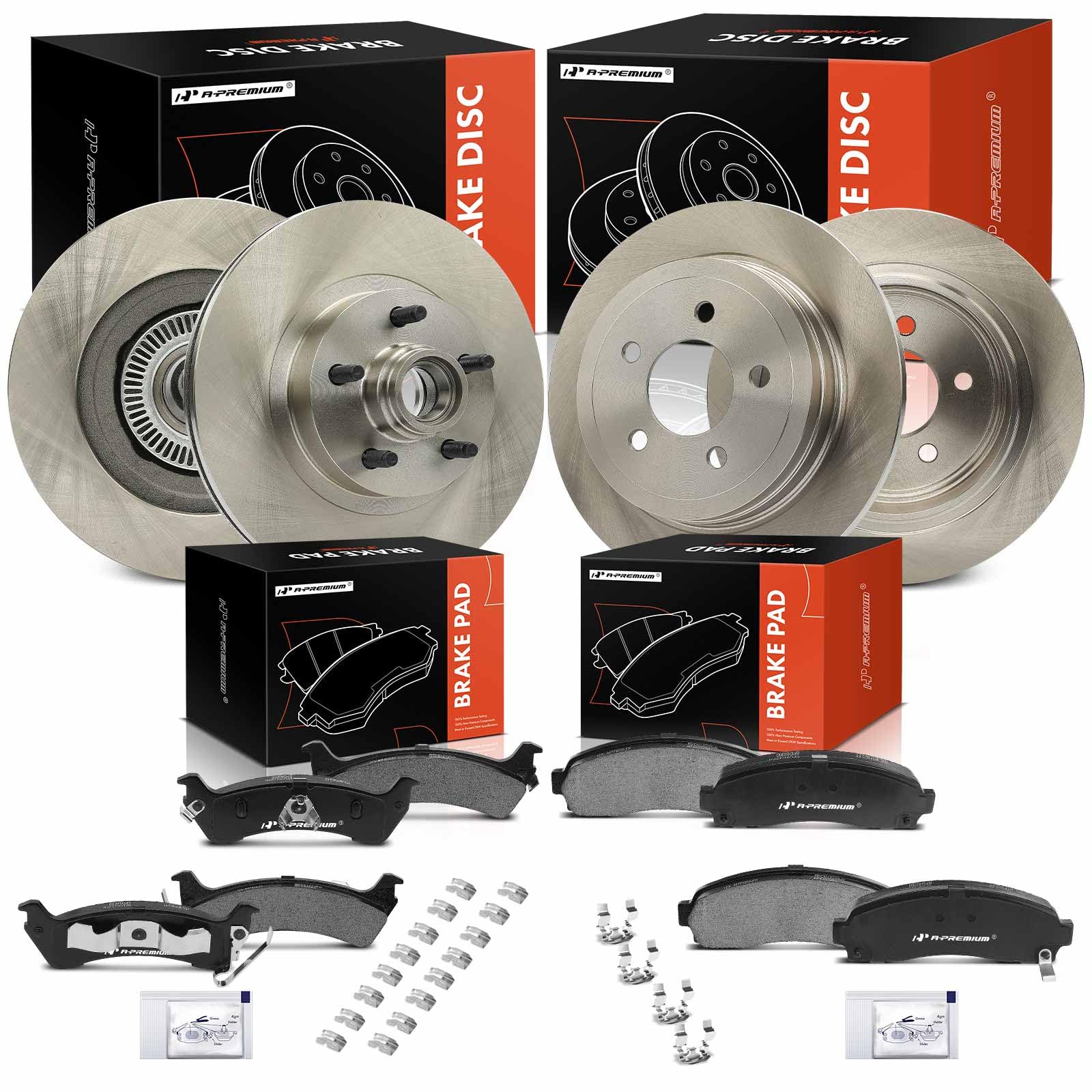 A-Premium Front Vented and Rear Solid Disc Brake Rotors + Ceramic Pads ...