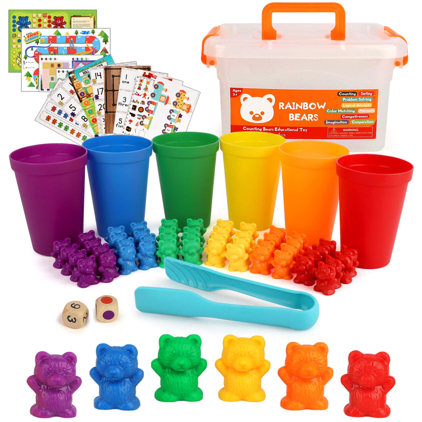 Beebeerun Learning Game Colorful Counting Bears 82 Pcs Educational ...
