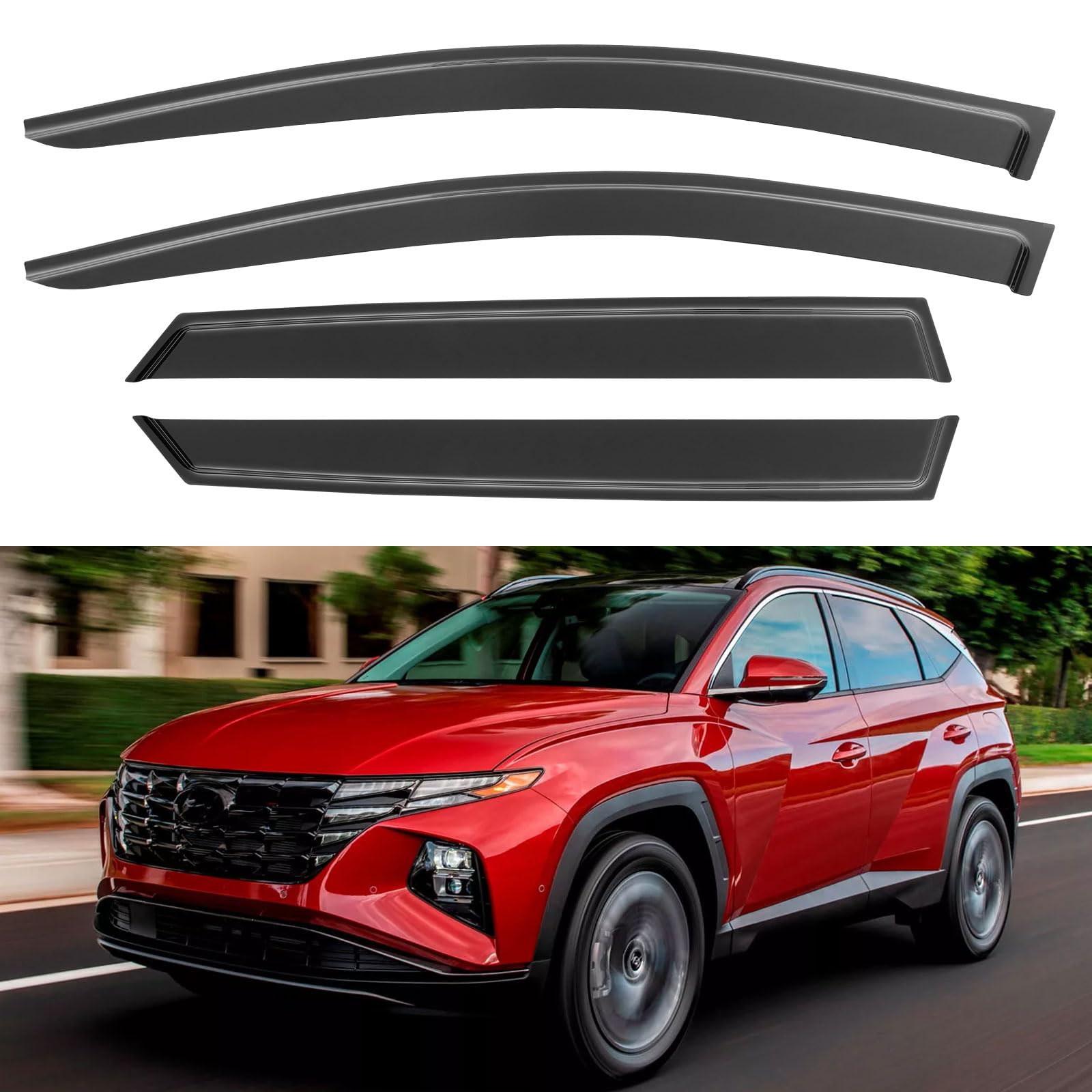 Window Visors Rain Guards for 2022 2023 2024 2025 Hyundai Tucson, Tape ...