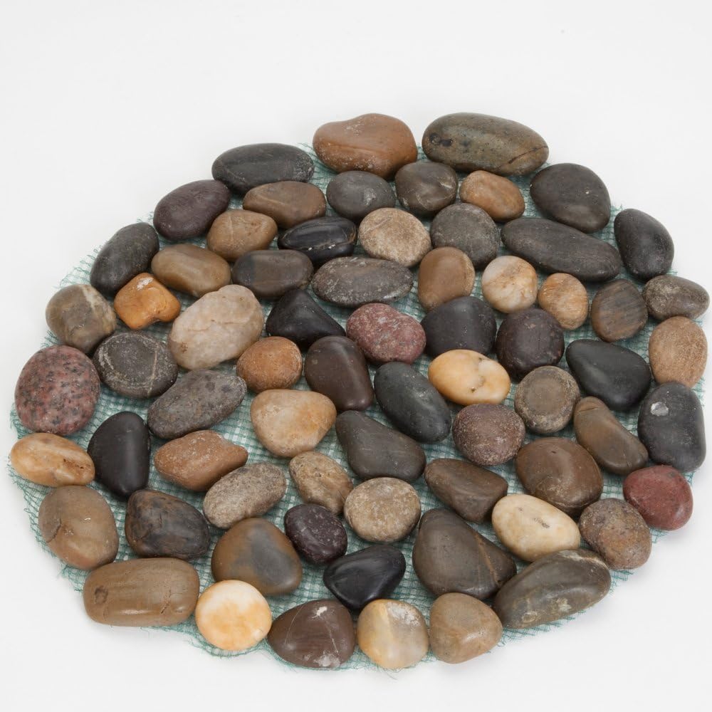 Bits and Pieces – Round Riverstone Stepping Stones Set – Decorative ...