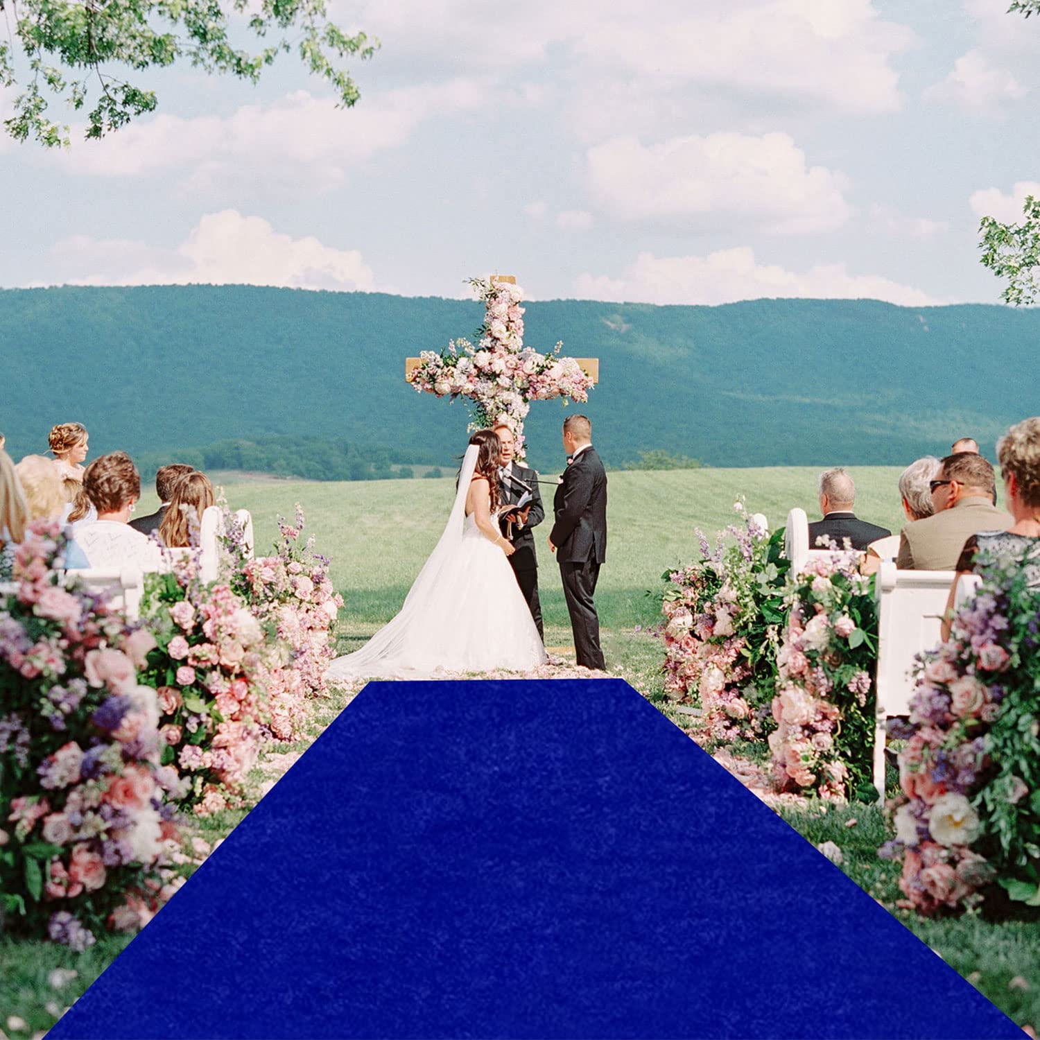 FUHSY Royal Blue Aisle Runner Wedding Aisle Decoration 4ftx30ft Velvet ...