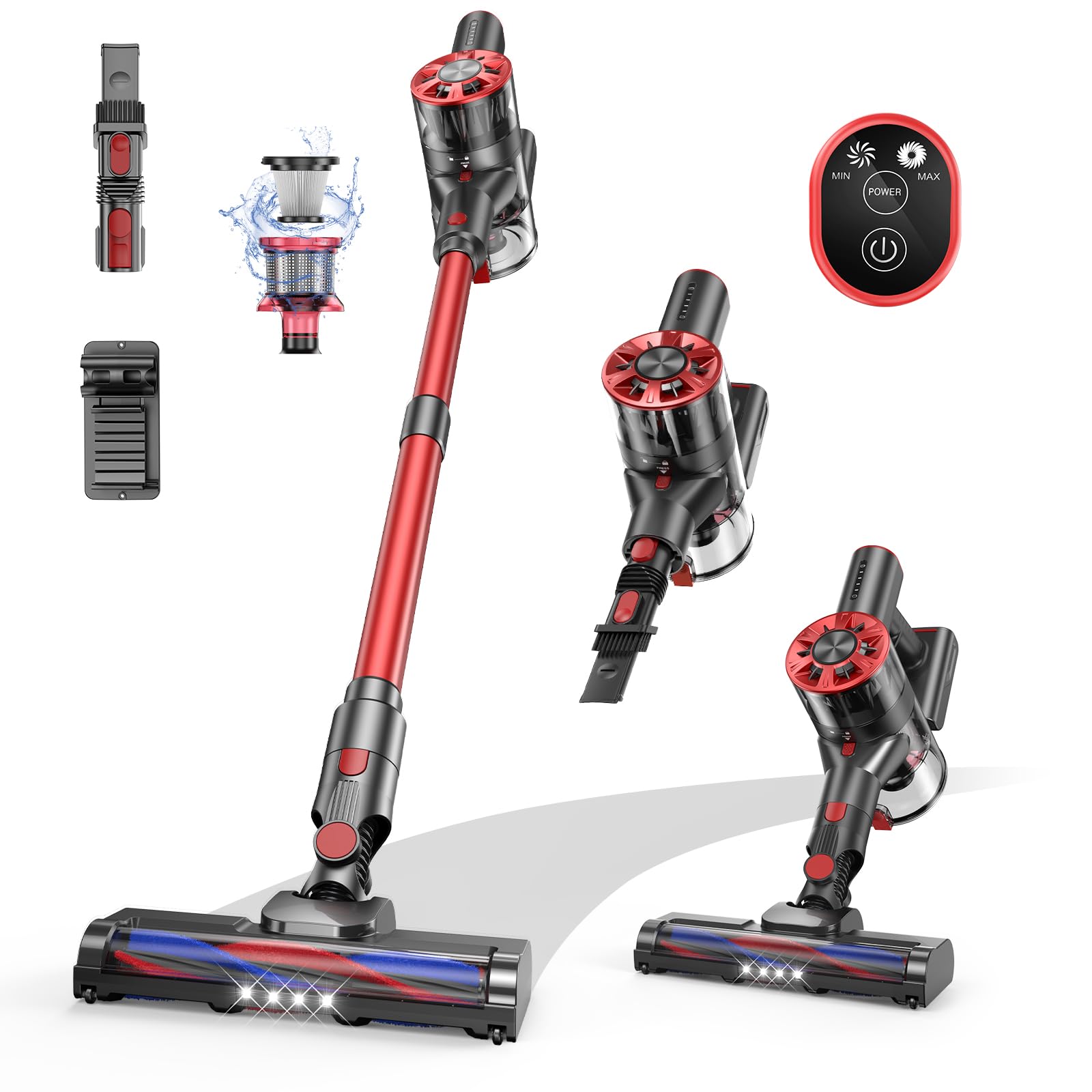Cordless Vacuum Cleaner, Rechargeable Stick Vacuum has 2 Adjustable ...