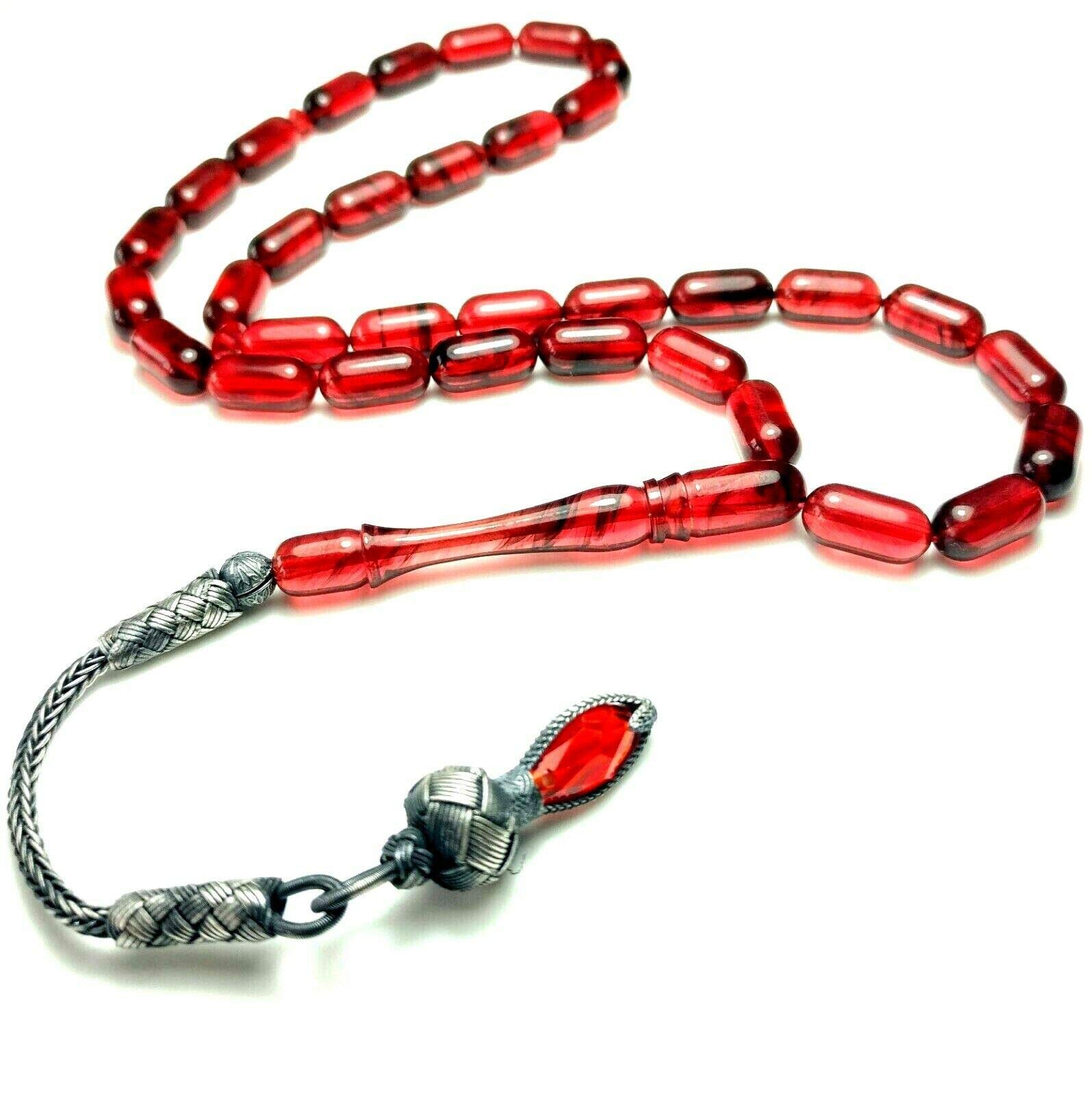 Buy Red Black Turkish Amber Prayer Beads, Worry Beads, Kazaziye Tasbih ...
