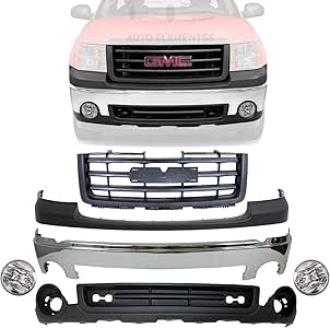 Amazon.com: New Front Bumper Chrome Steel + Grill & Upper Cover ...