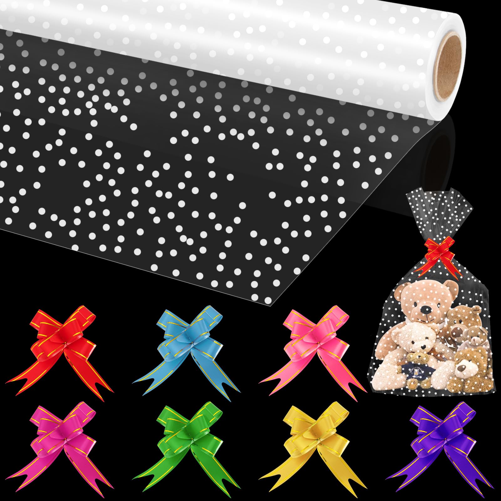 Takytao Cellophane Wrap Roll 34''x120ft, Clear Wrapping Paper to Wrap ...