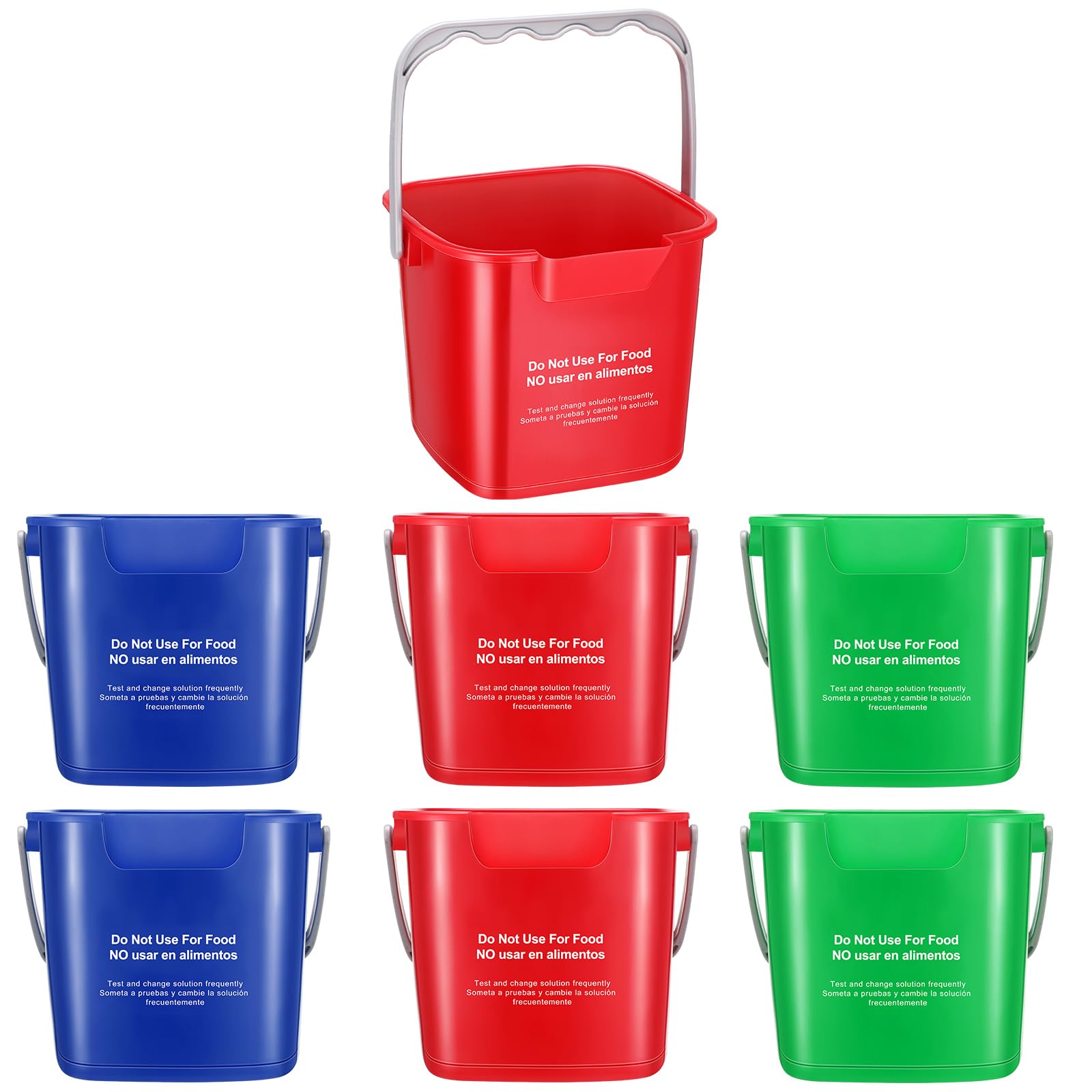 Roshtia 6 Pcs 3 Quart Cleaning Bucket Small Sanitizing Square Bucket 3718