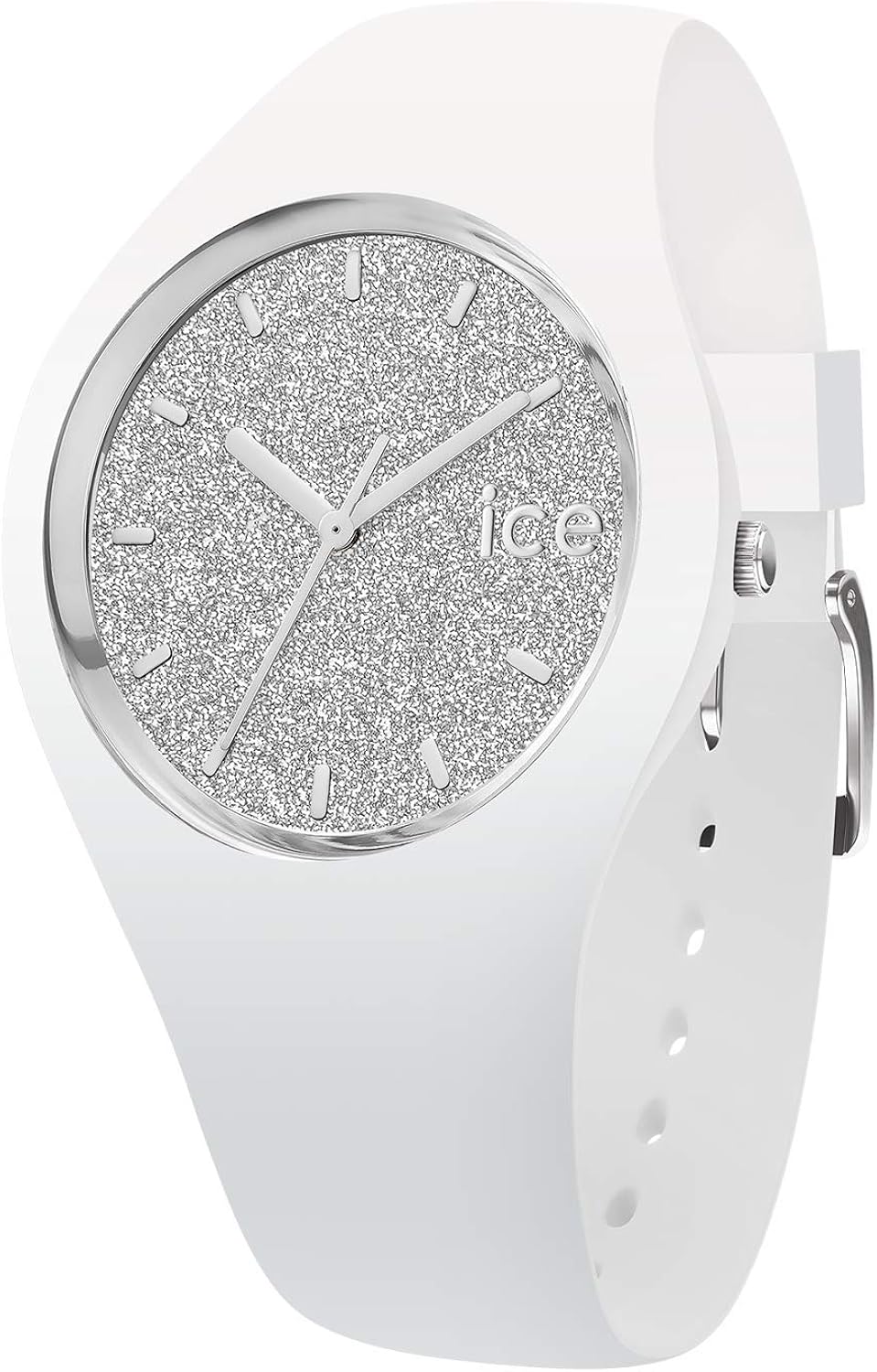 Ice-Watch - ICE glitter White Silver - Women's wristwatch with silicon ...