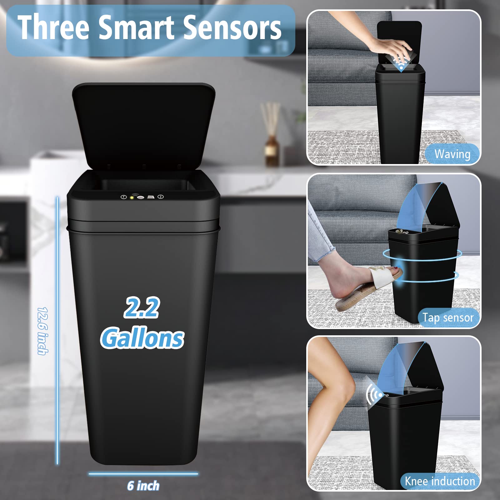 Mua Bathroom Small Trash Can with Lid, 2.2 Gallon Touchless Automatic ...