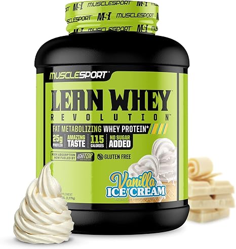 Amazon.com: MuscleSport Lean Whey Revolution (Vanilla Ice Cream, 5lb ...