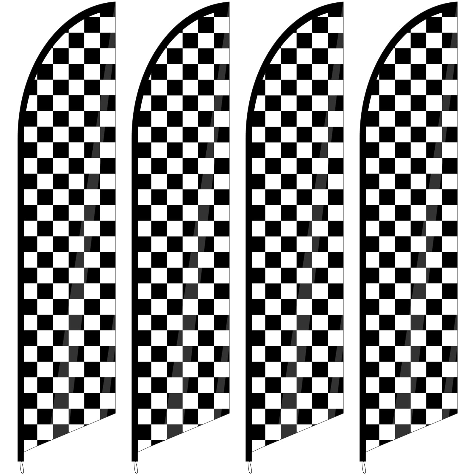 Hahafelt 4 Pcs Black and White Checkered Feather Flag Checkered Swooped ...