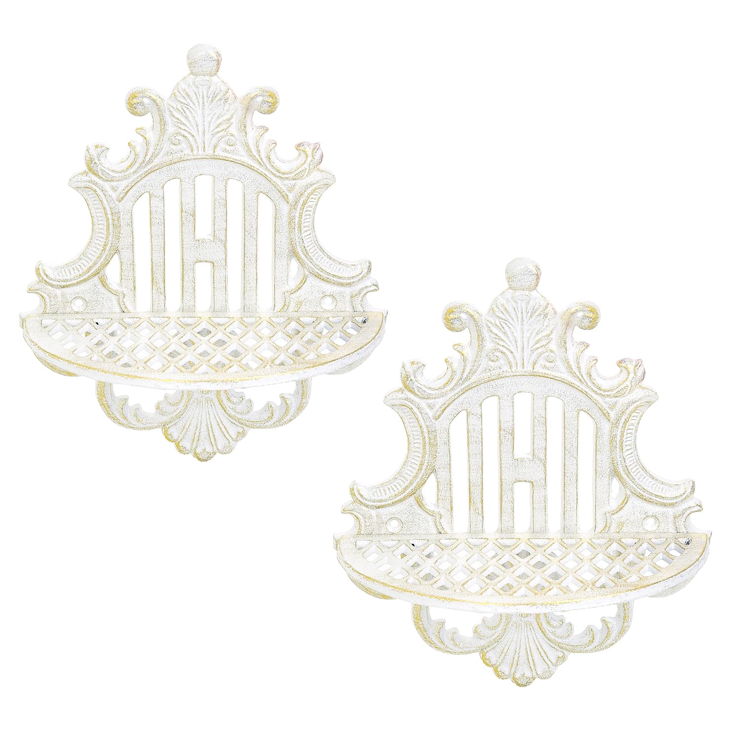 Sungmor 2-Piece Gothic Floating Shelves, Heavy-Duty Cast Iron, Small Old-Fashioned Wall Display ...