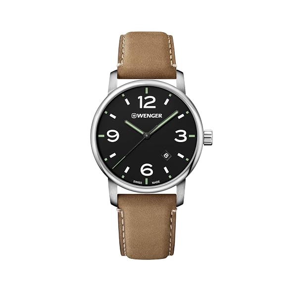 Wenger Men's Classic Stainless Steel Swiss-Quartz Watch with Leather ...
