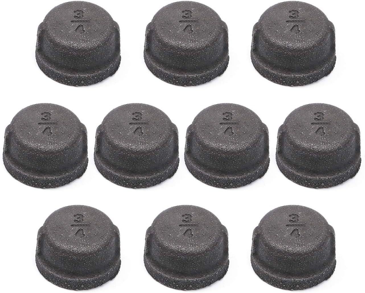 Black Malleable Iron Cast Pipe Fitting Cap, 10 Pack Black Pipe Caps for ...