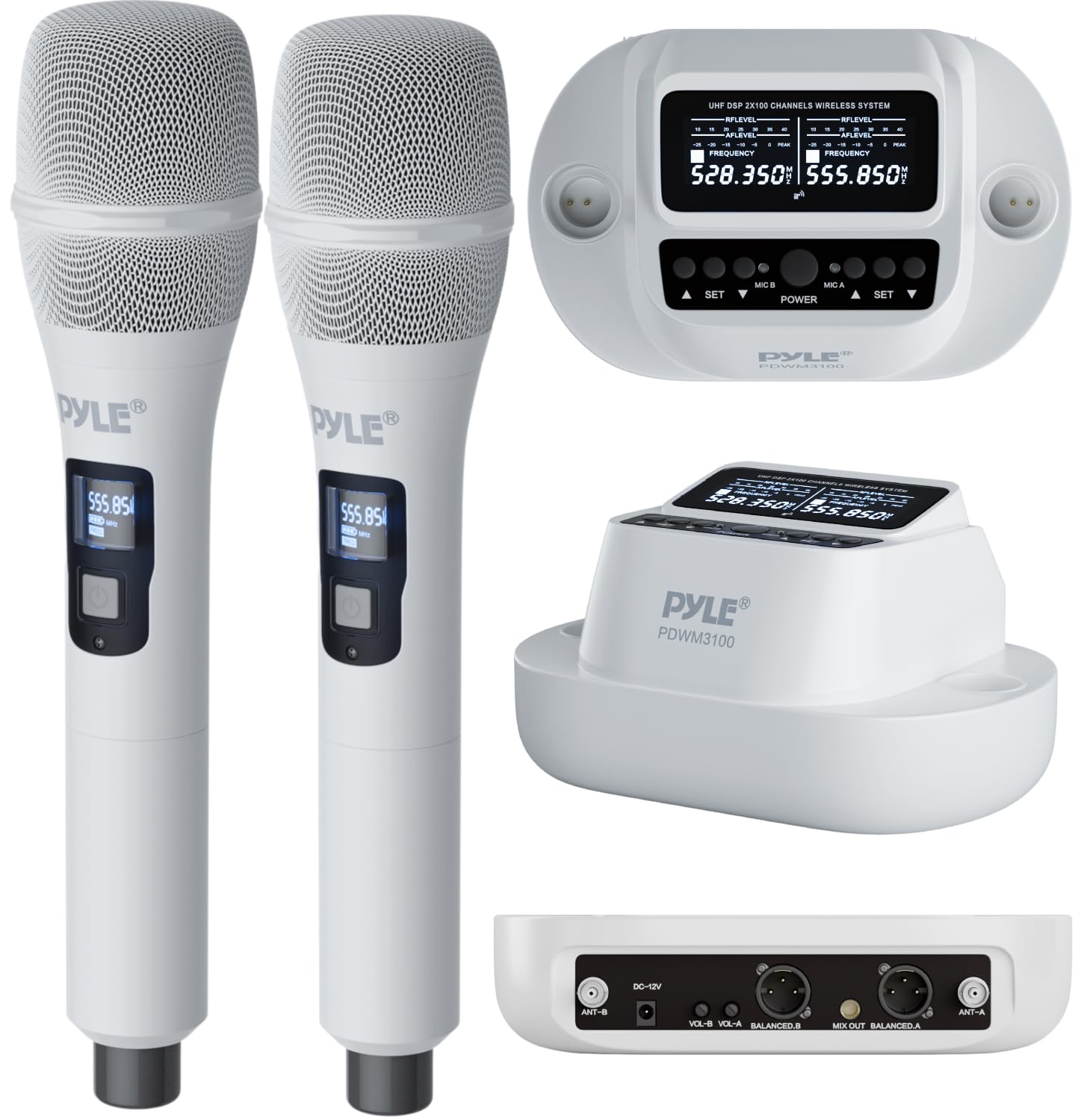 Pyle Wireless Microphones - UHF 2x100 Channel Receiver, Karaoke ...