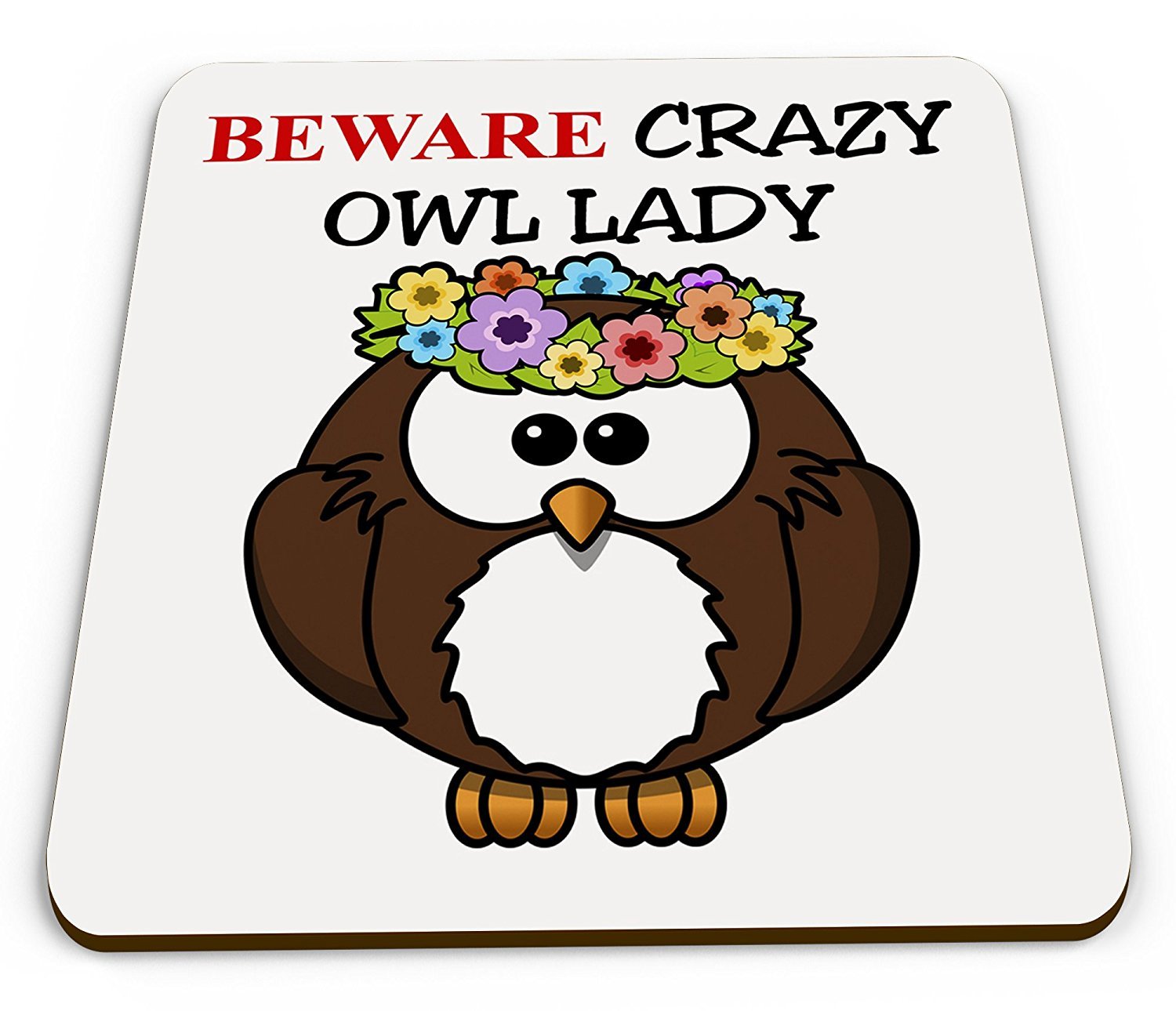 Beware Crazy Owl Lady Novelty Mug Coaster: Amazon.co.uk: Kitchen & Home