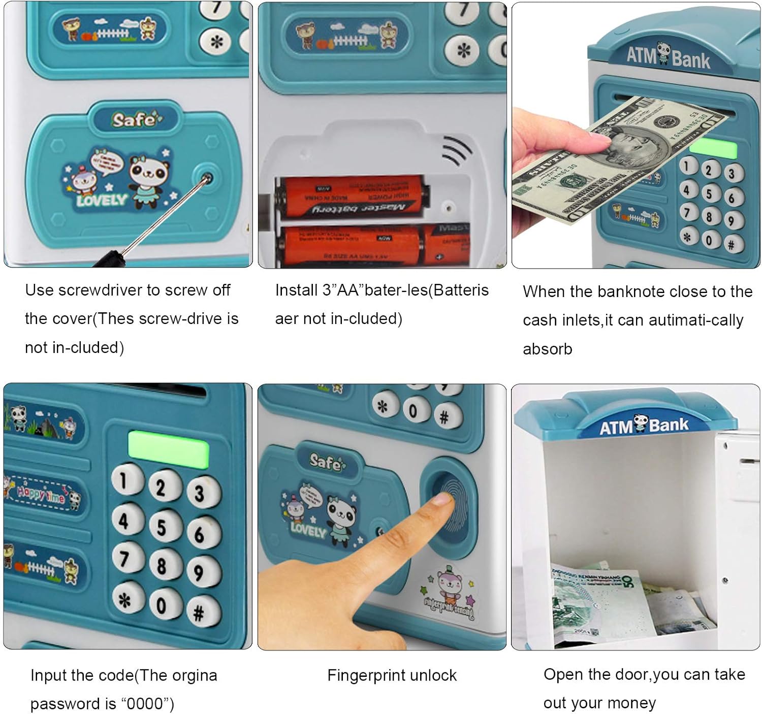 Money Box for Kids,Electronics Piggy Bank Cash Coin ATM Machine ...