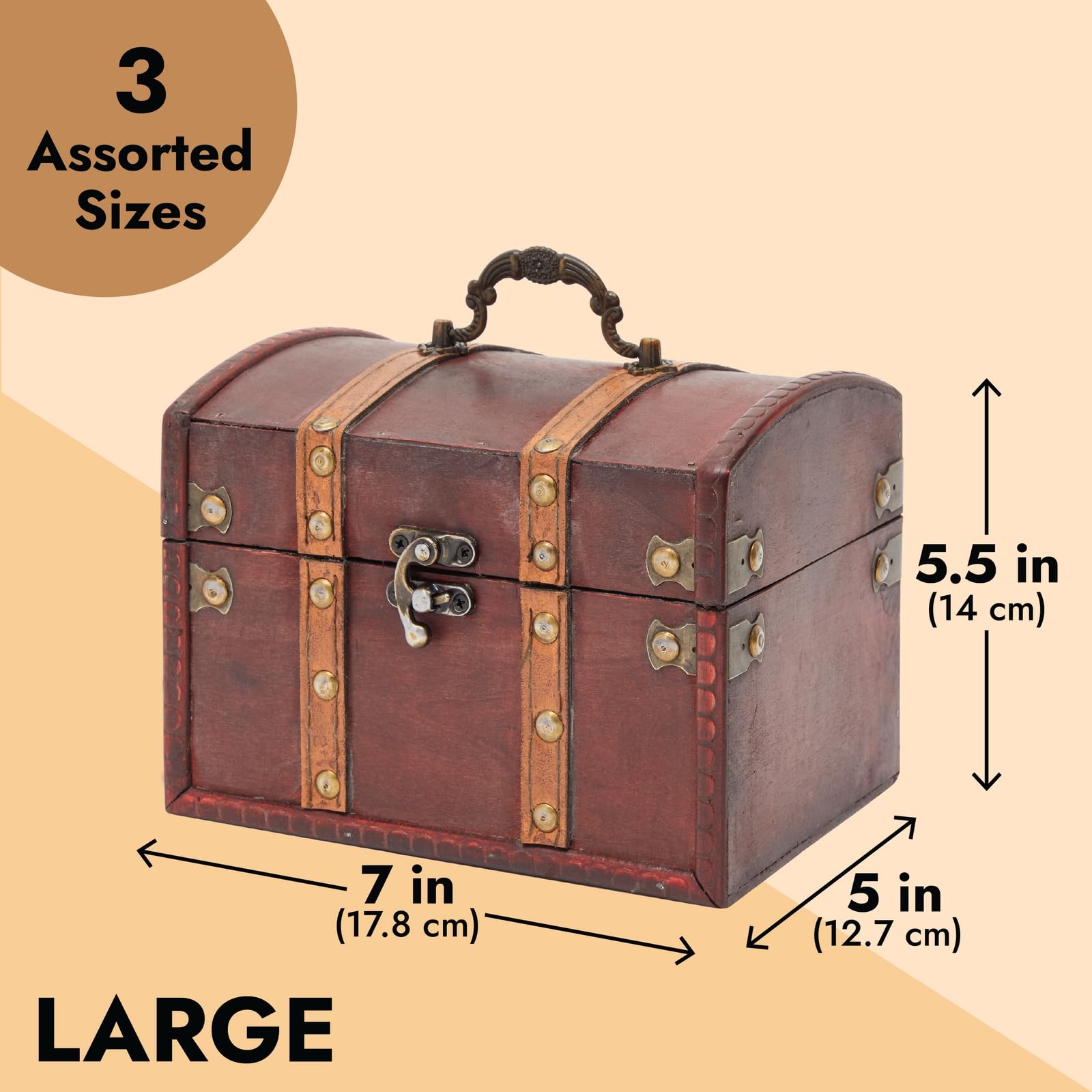 Mua Juvale Set of 3 Wooden Pirate Treasure Chest Boxes, Decorative ...